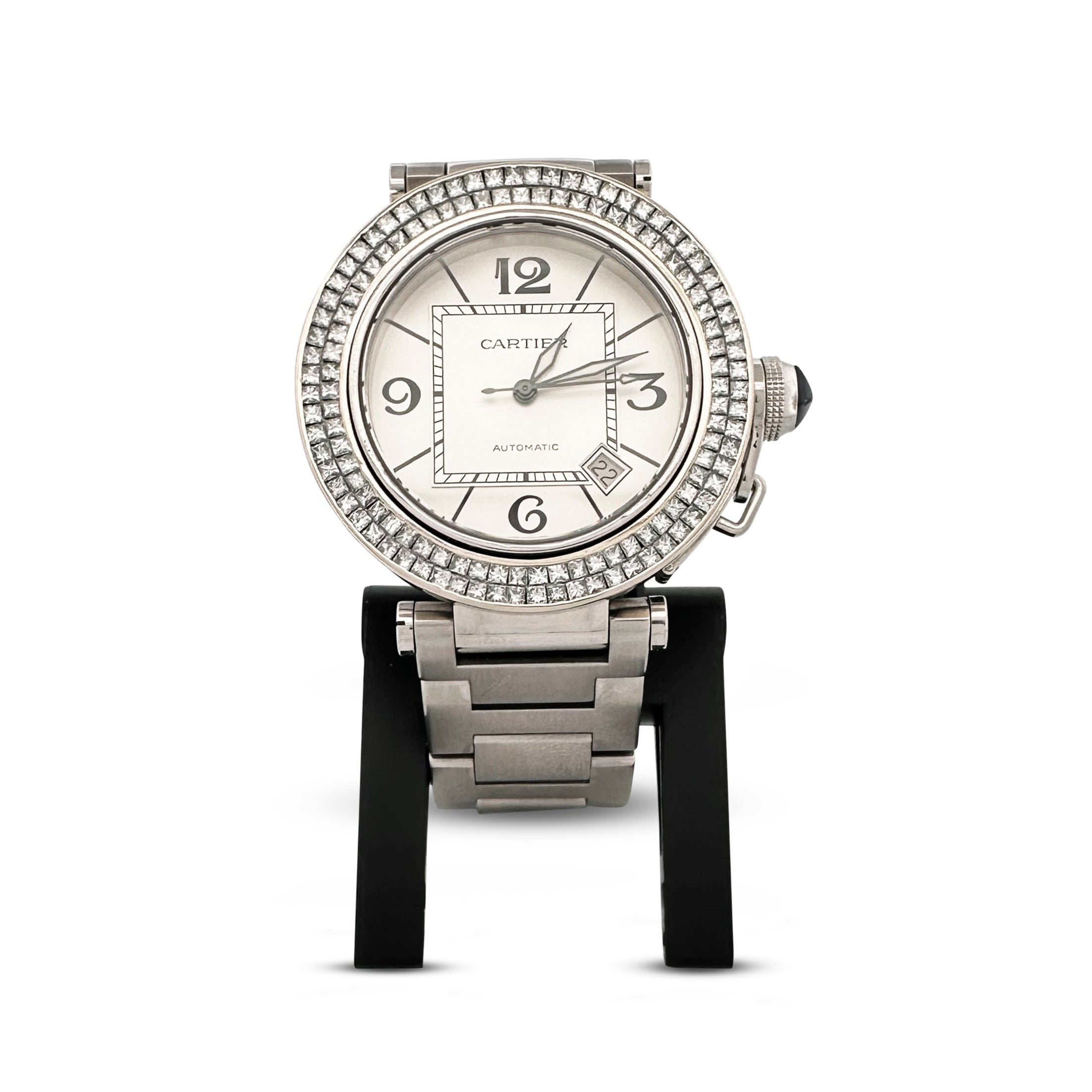 Cartier 40mm Pasha Diamond Bezel Stainless Steel Watch – Elite Fine ...