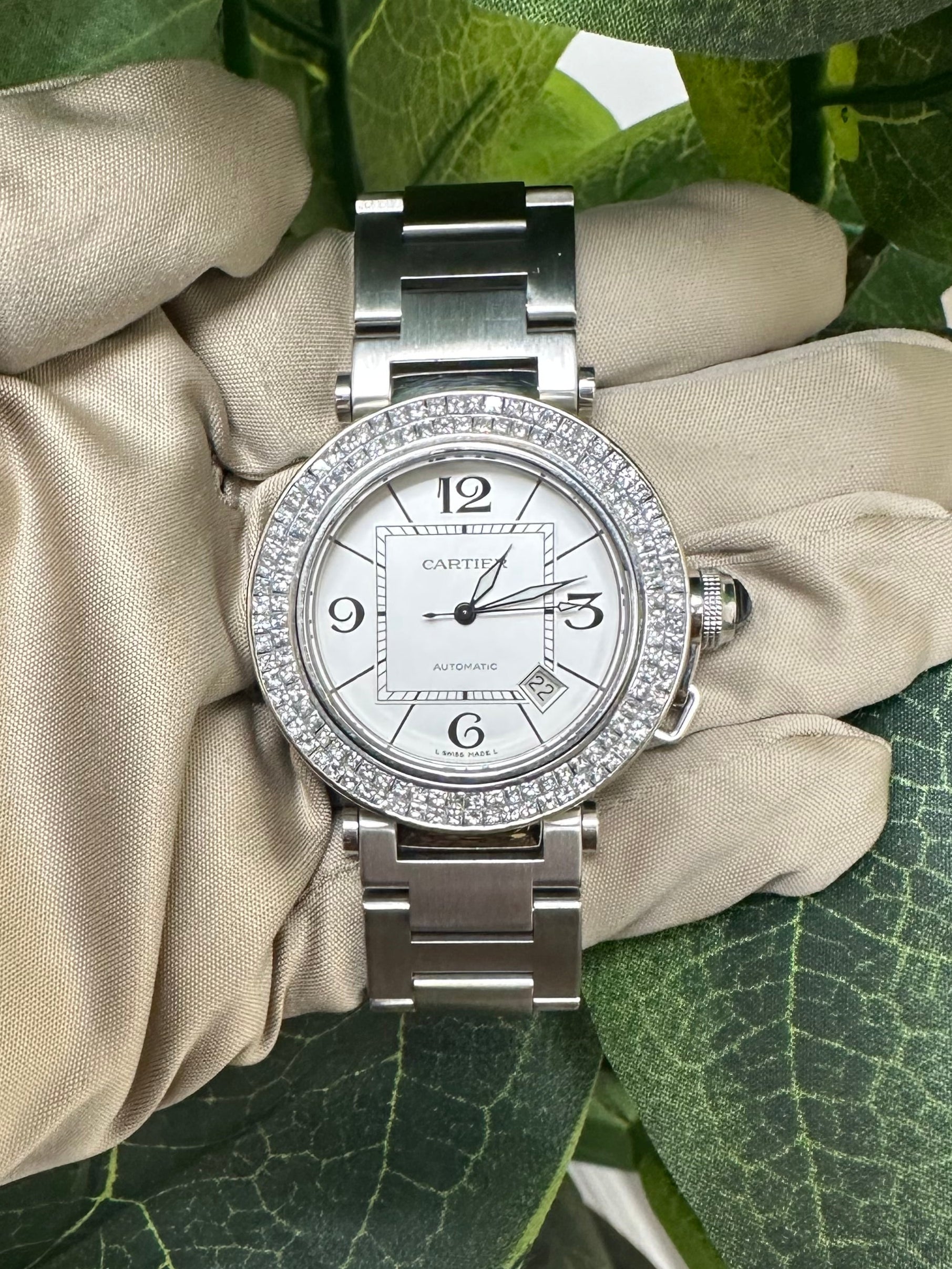 Cartier 40mm Pasha Diamond Bezel Stainless Steel Watch – Elite Fine ...